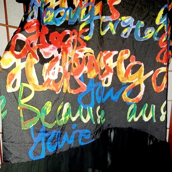 N By Nancy | Dresses | N By Nancy Black Multi Graphic Cursive Print ...